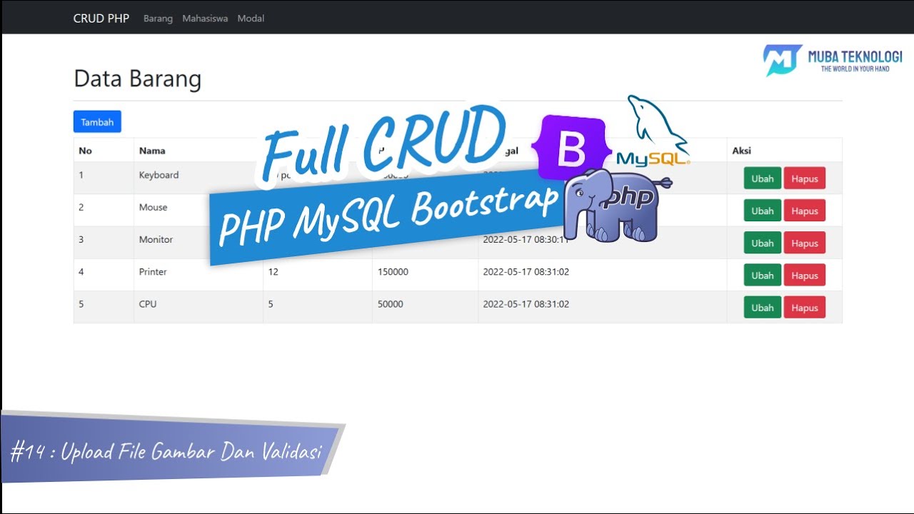 Full CRUD PHP MySQL Bootstrap | 14. Upload File Gambar Dan Validasi