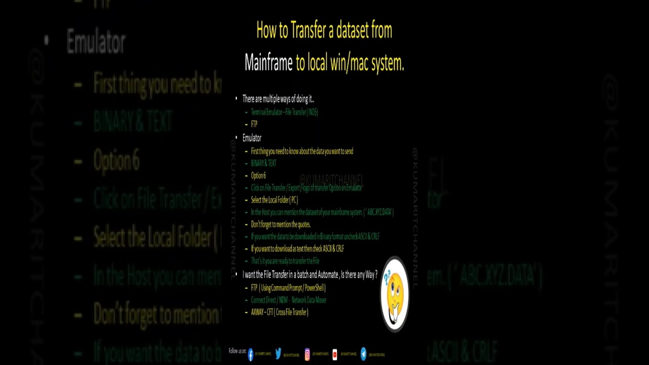 Transfer a Dataset from Mainframe to Local Win/ Mac System #mainframes #kumaritchannel