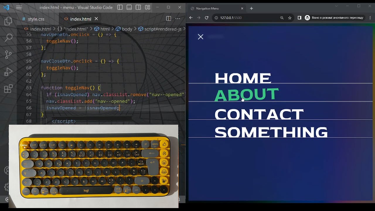 ASMR Programming - Navigation Menu with Javascript - No Talking