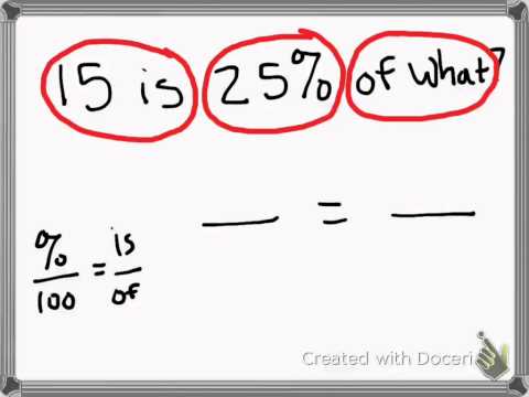 Percent Problems - Find the Whole - 09.611.07