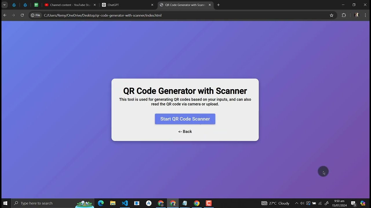 QR Code Generator with Scanner Using HTML, CSS and JavaScript with Source Code