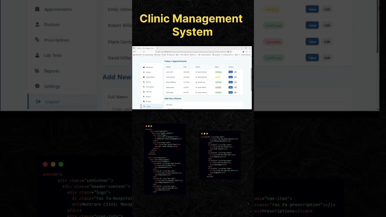 Clinic Management System ERP | Healthcare Software Demo | CodeawithTanveer