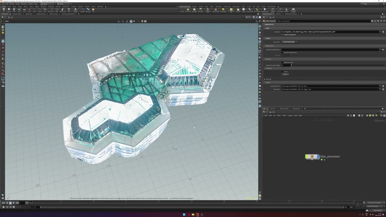 Lidar processor tool in Houdini.