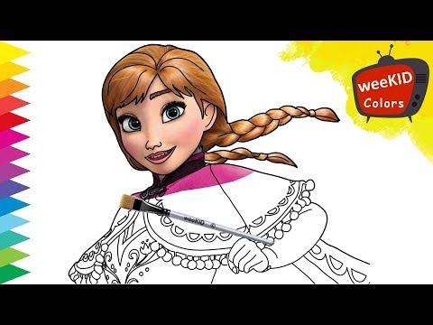 Coloring Anna: Frozen | Learn Colors | Coloring Book Pages Videos Elsa for Kids
