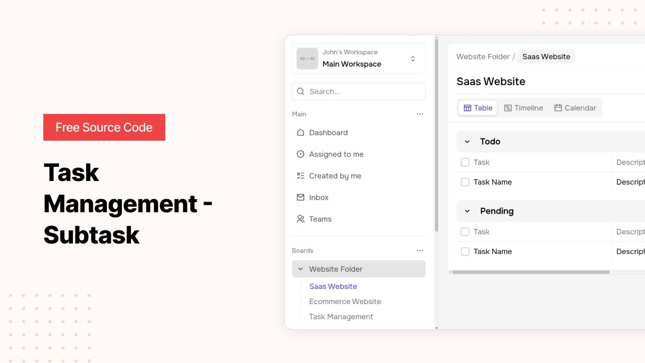 Task Management React JS & Tailwind CSS - Subtask