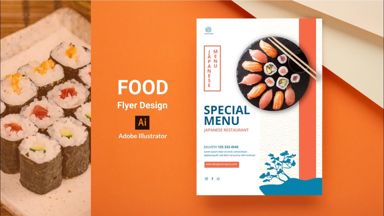 How to Make Food Flyer | Restaurant Flyer Design | Adobe Illustrator Tutorial #flyerdesign