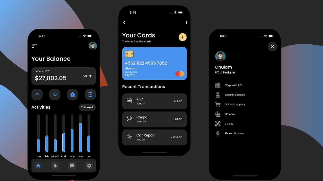 Finance Card App UI | Flutter UI