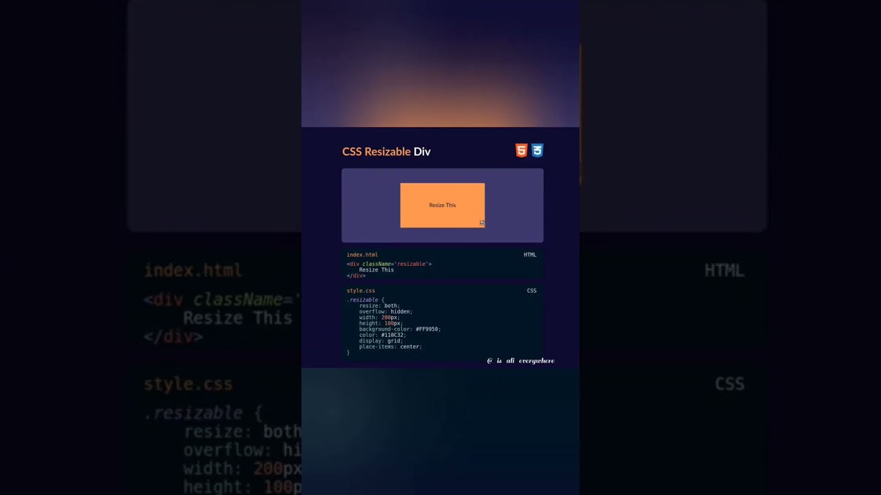 CSS Hack-10 || You can make resizable div or or other HTML elements with CSS resize property🚀 #css