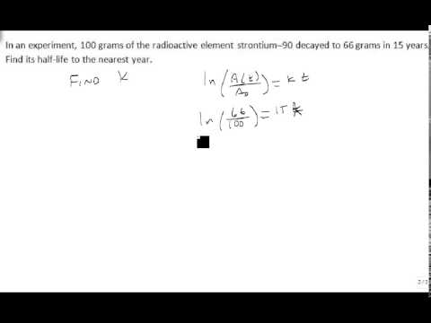 Solve for the Half Life of a Radioactive Substance
