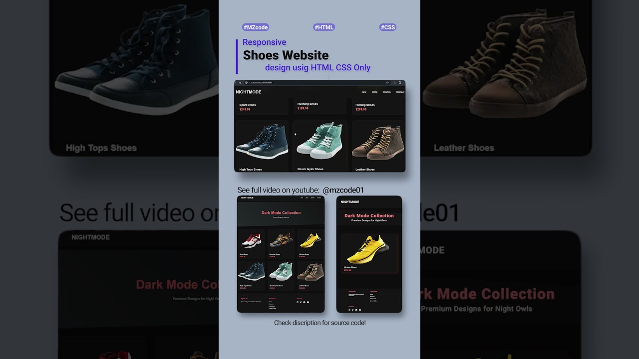 👟 Shoes Website Design (HTML/CSS Only!) mzcode01 #coding #website #css #html #webdevelopment #hindi