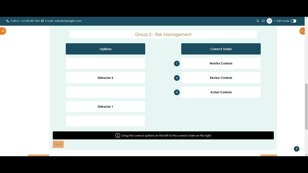 CB Plugins - Multiple Choice Ordering - Moodle Quiz Question Type