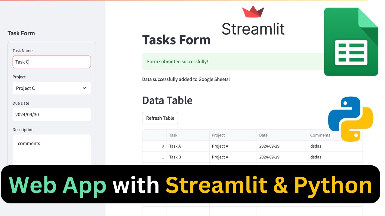 Make Web App using Google Sheets, Python and Streamlit