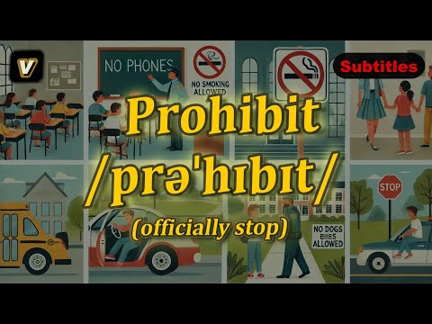 [v] Prohibit meaning (officially stop) with 5 examples