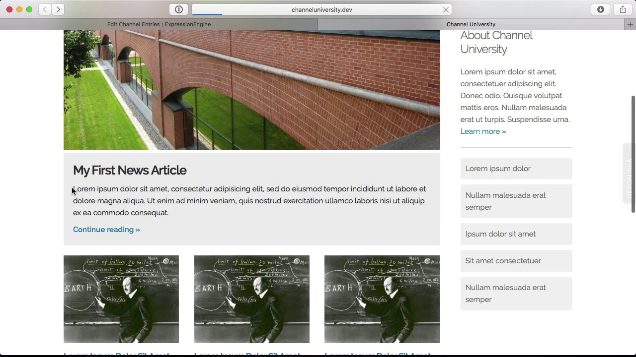 Expression engine tutorial Coding the Homepage