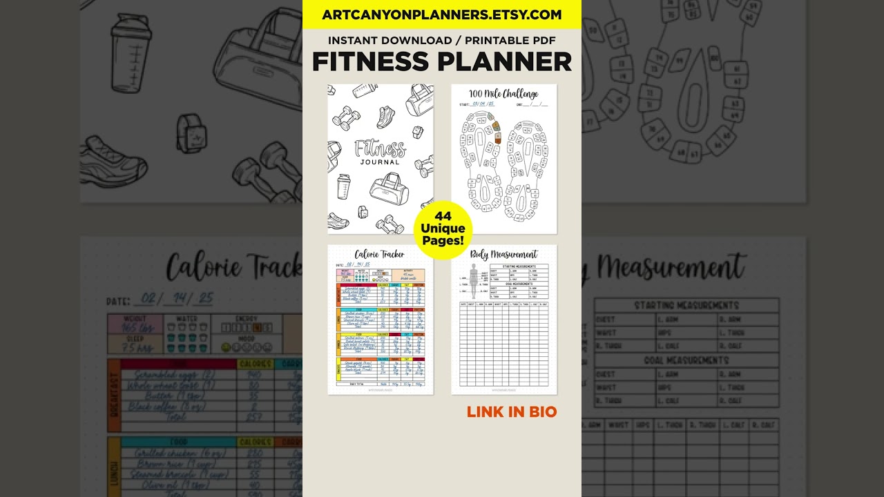 Ultimate Printable Fitness Planner & Workout Journal Bundle ❤️ #journal #planner #bulletjournal