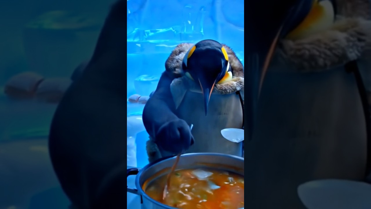 Penguin Preparing Soup in the Arctic Environment! #penguin #ai #viral #veo3 #animals