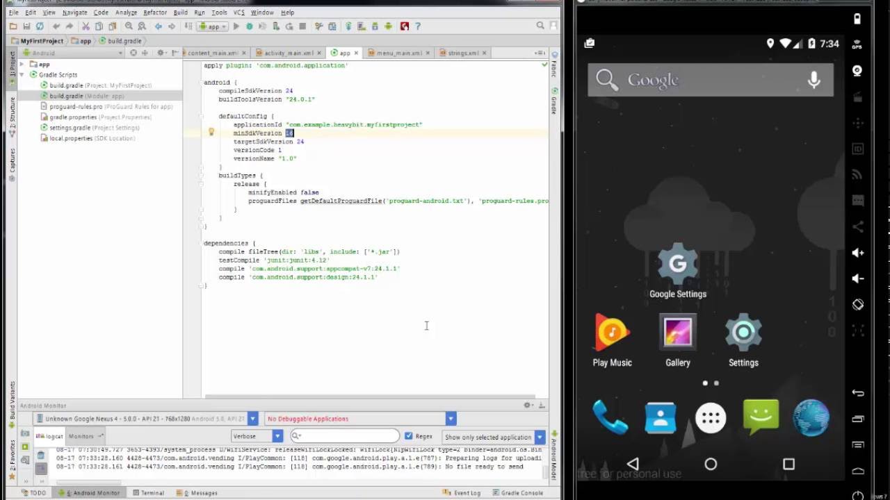 Android Development Tutorial -01- Introduction to Android Studio Interface