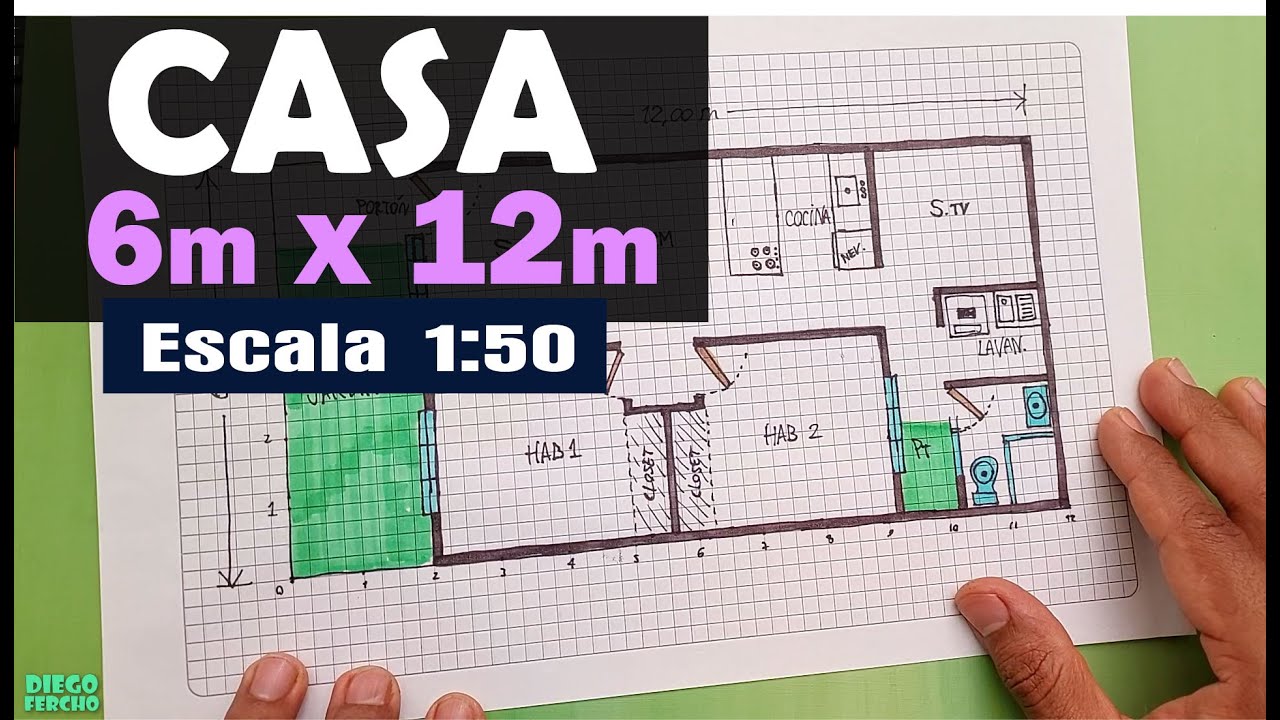 🏡📐 How to draw a house plan 6m x 12m 📏🏡