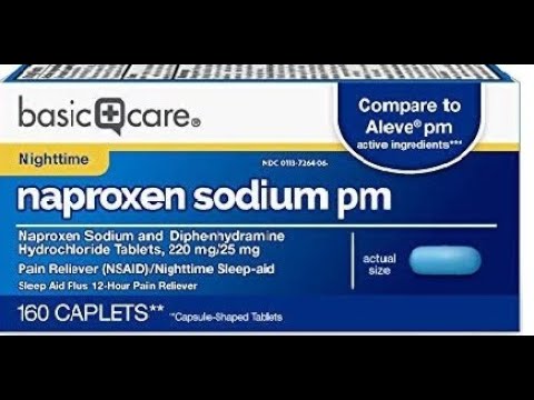 Basic Care Naproxen Sodium PM, 220 mg/ Diphenhydramine Hydrochloride, 25 mg Tablets, Pain Reliever