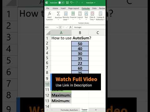 What is AutoSum in Excel | Full Video link in description #autosum #excel