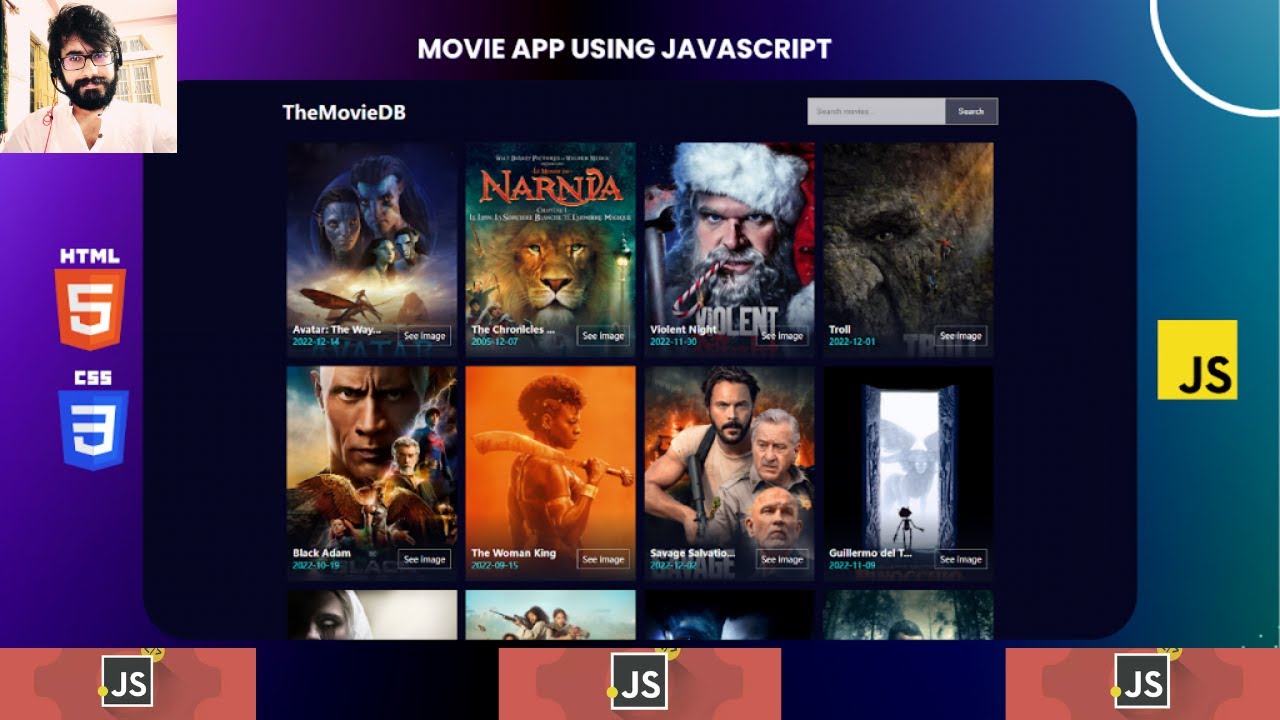49. Movies Search App Using HTML, CSS, JAVASCRIPT & OMDB API.
