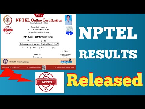NPTEL Results of Intoduction to Internet of Things | NPTEL Exams | Download certificate