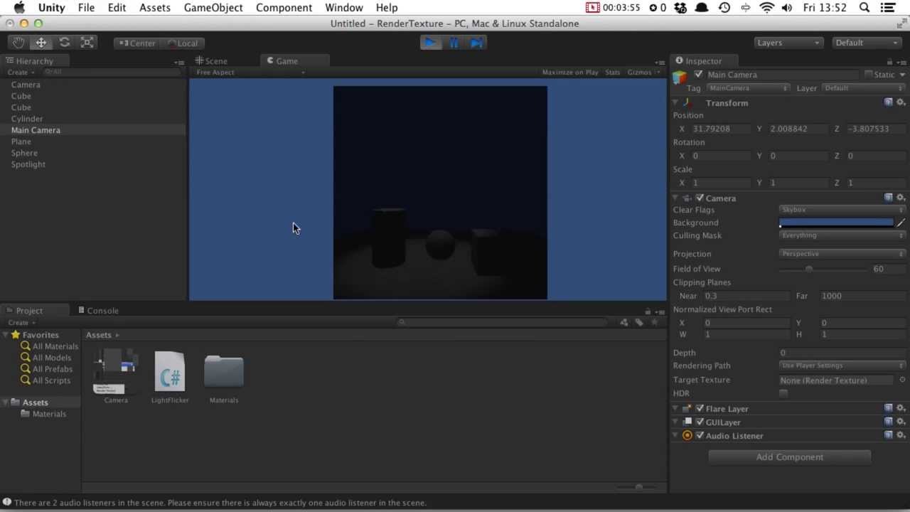 Unity Pro Render Texture tutorial