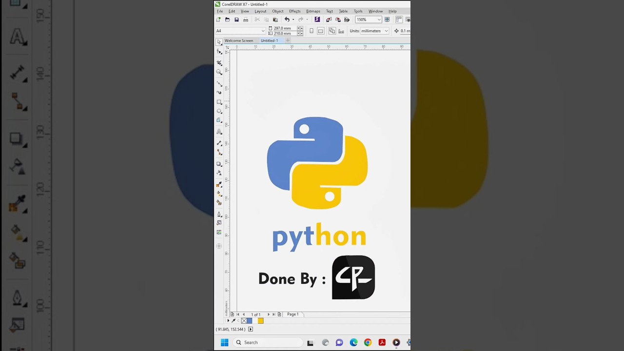 Creating Python Logo On CorelDRAW | python logo Editing | #cp_yt #shorts #youtube