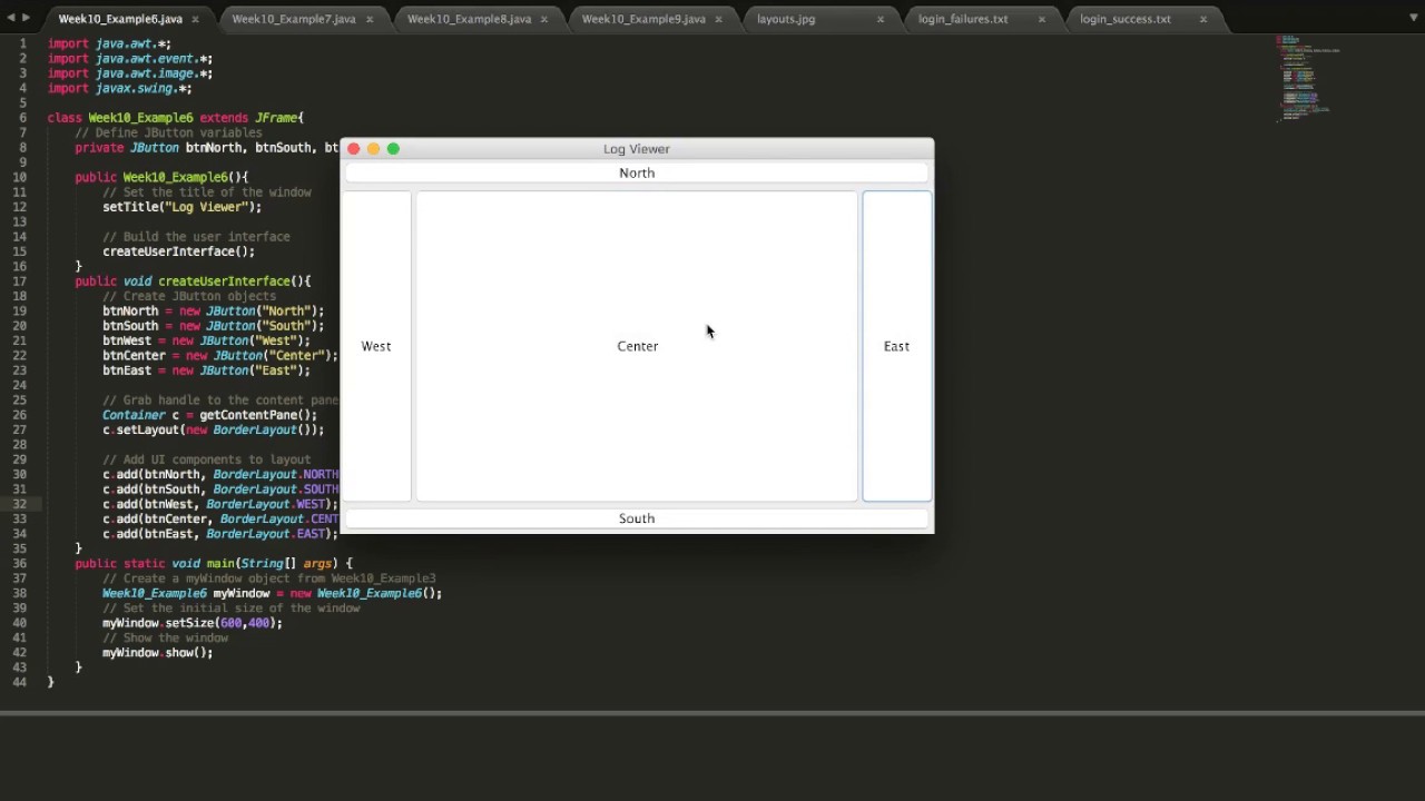 Using a BorderLayout in Java