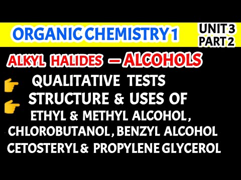 Qualitative test for alcohol || Structure and uses of ehtyl ,methyl alcohol, propylene glycerol ||