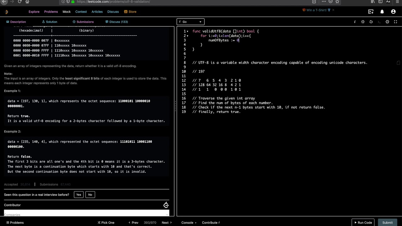 UTF-8 Validation Leetcode