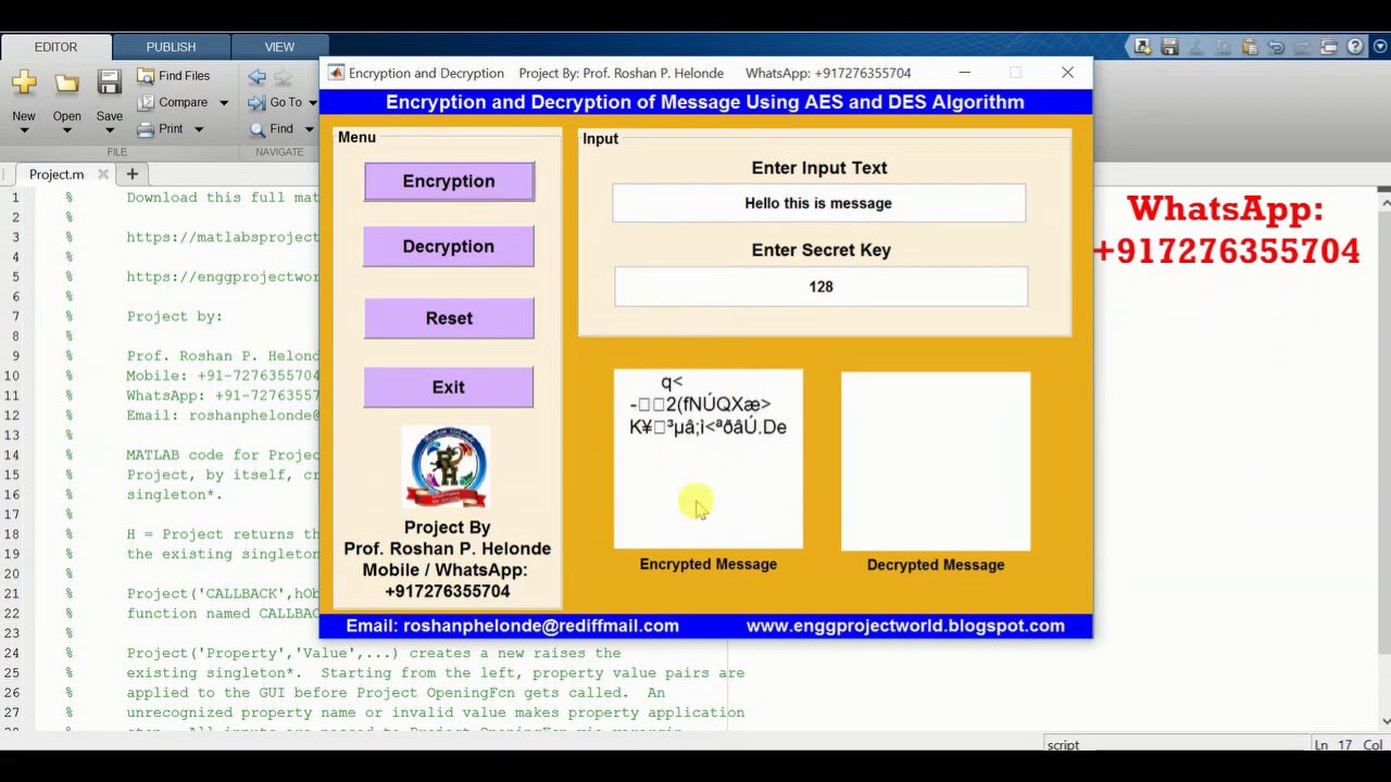 AES & DES Encryption Decryption of Message Using Matlab Project Source Code AES / DES Algorithm