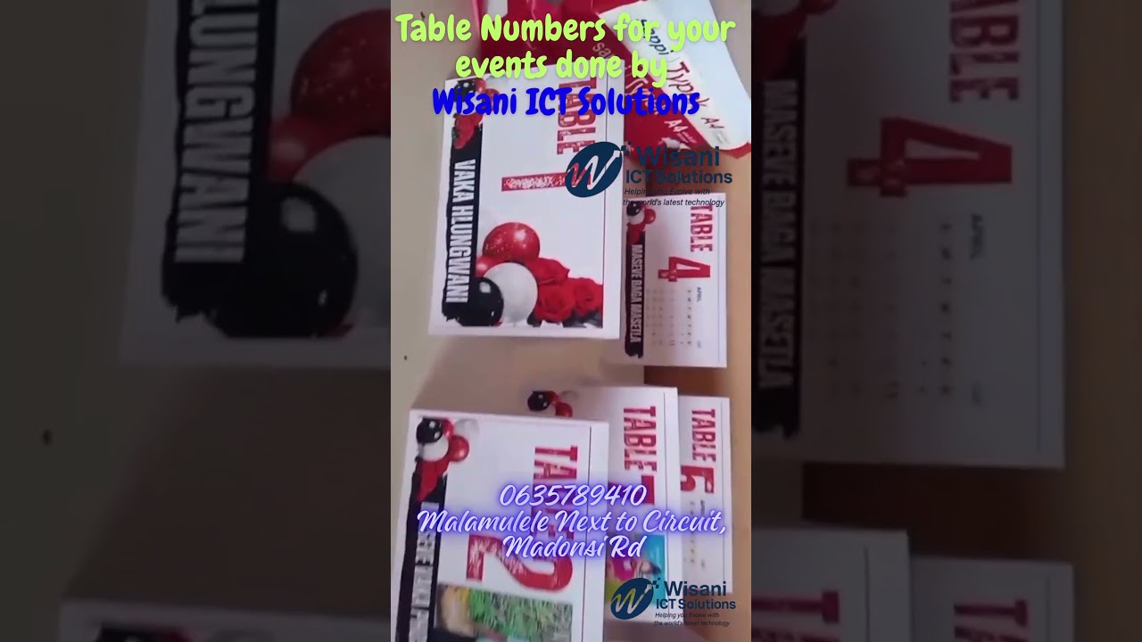 ✨  At Wisani ICT Solutions, we design customized Table Numbers that make every seat special