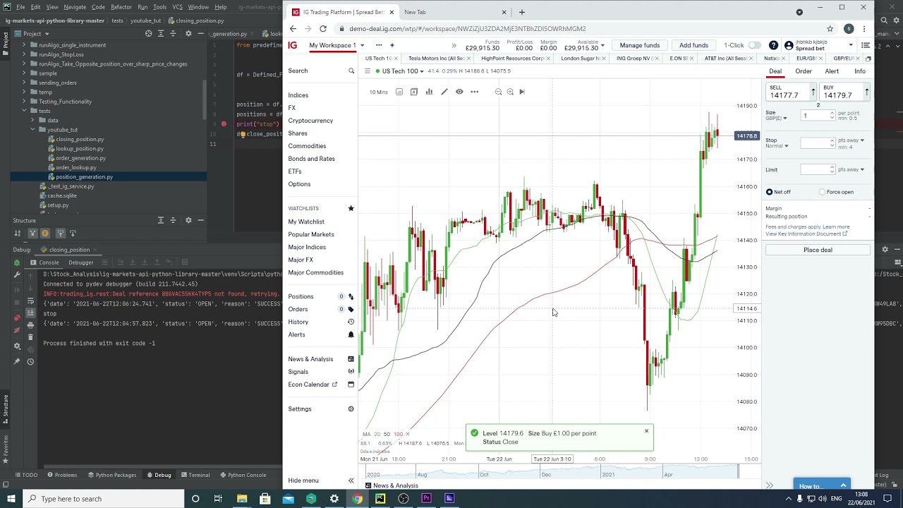IG Trading Python API - Closing Positions