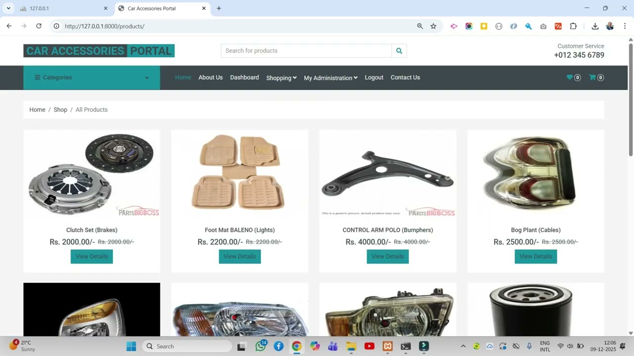 Car Accessories Portal - Python Django Project Source Code