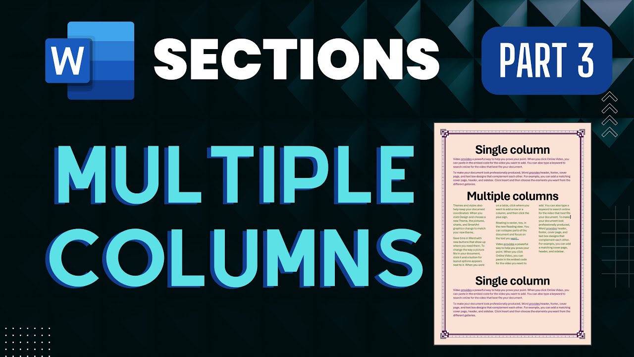 Word Section - Single and Multiple columns on same page