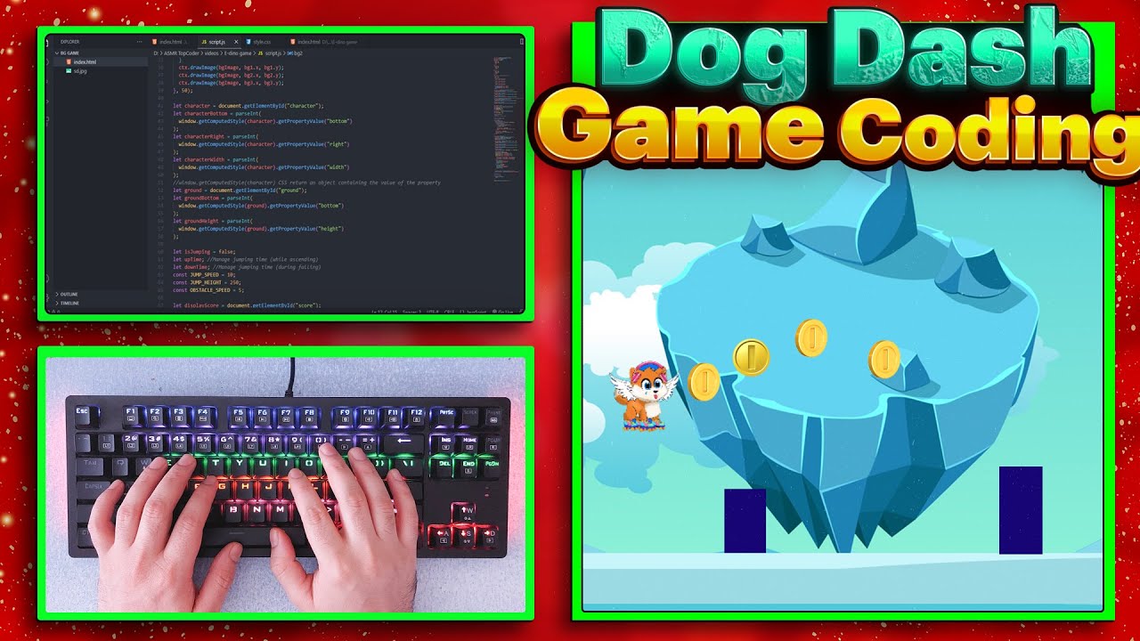 ASMR Programming - doge dash Game Coding With JavaScript - No Talking