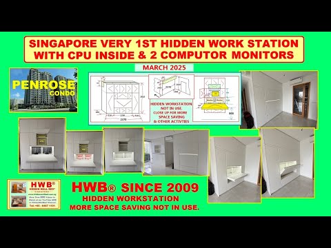 Penrose Condo.SINGAPORE VERY 1st HIDDEN WORKSTATION WITH CPU & 2 COMPUTOR MONITORS. SPACE SAVING HWB