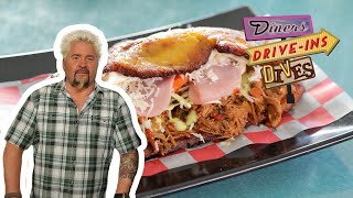 Guy Fieri Eats A Patacon Beef Sandwich | Diners, Drive-Ins And Dives ...