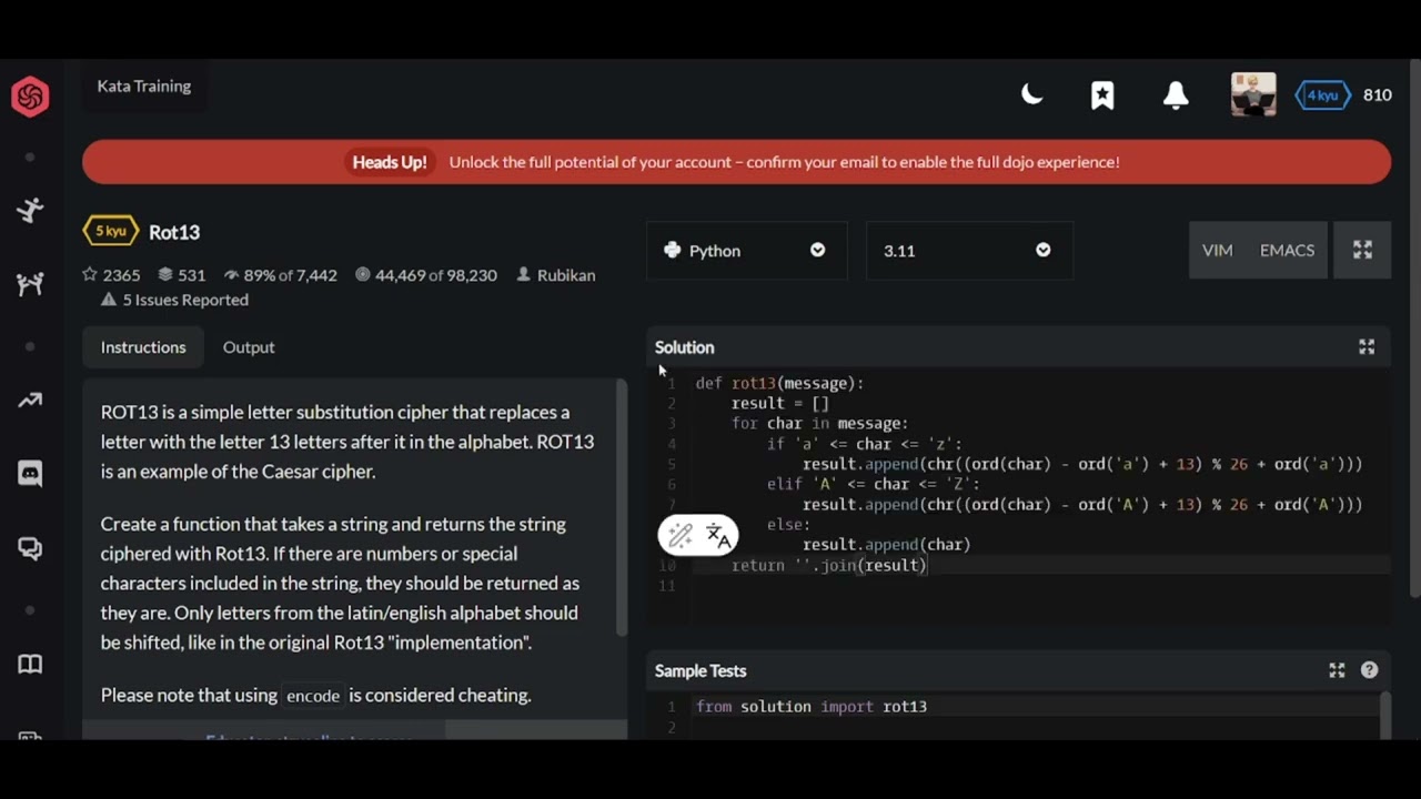Codewars | Rot13 | Python 5 kyu