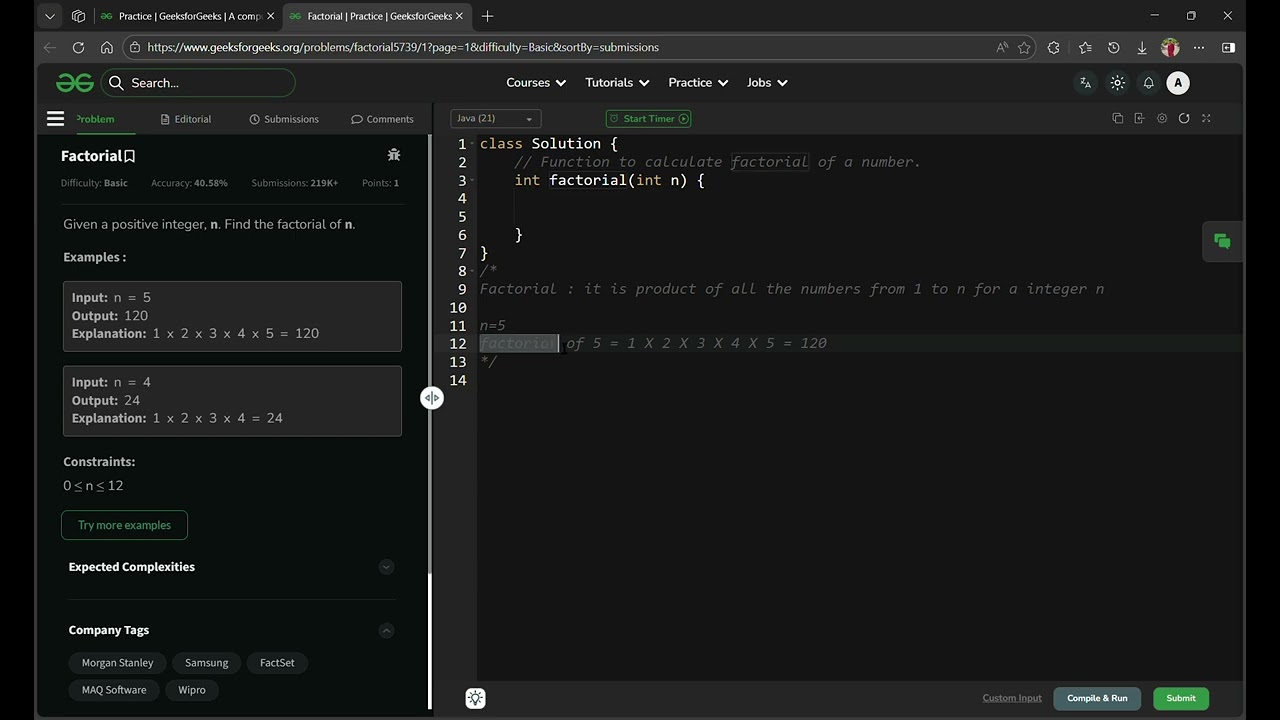 Factorial - Basic - GeeksforGeeks