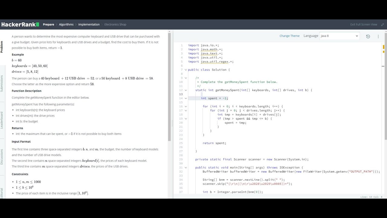 HackerRank - Electronic Shop
