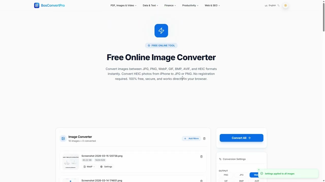 Best FREE Online Image Converter 2026 (No Registration & Batch Convert) | bosconvertpro.com