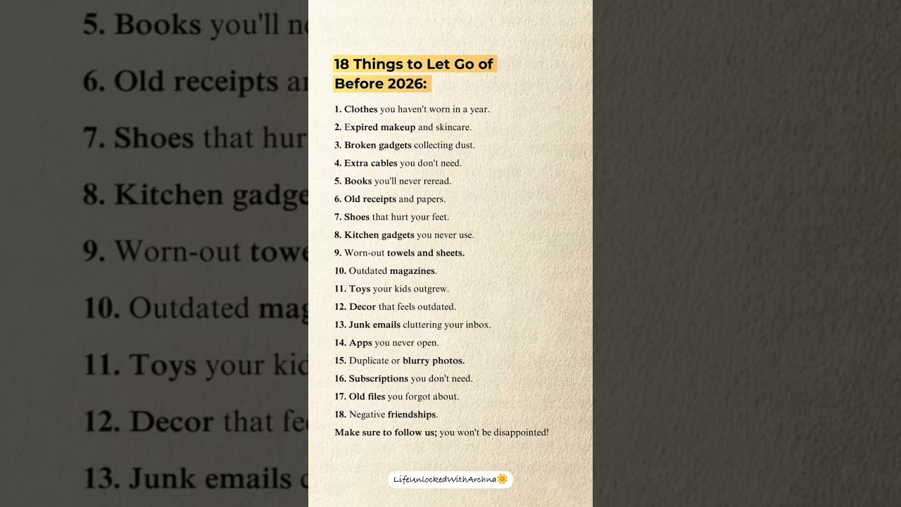 🌸 18 Things To Let Go Of Before 2026 #lifeunlockedwitharchna #2025 #2026 #viral #resolution #letgo