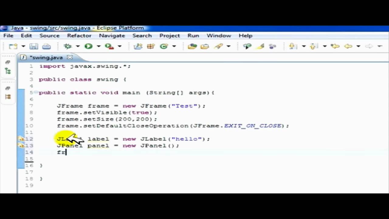 Create JFrame + JPanel + button: SWING/GUI in Java TUTORIAL/HELP NO visual editor
