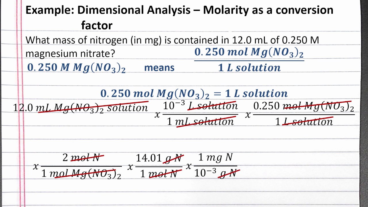 CHEM 101: Dimensional Analysis - Molarity as a conversion factor