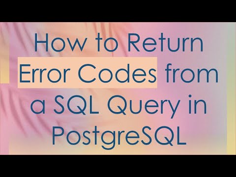 How to Return Error Codes from a SQL Query in PostgreSQL