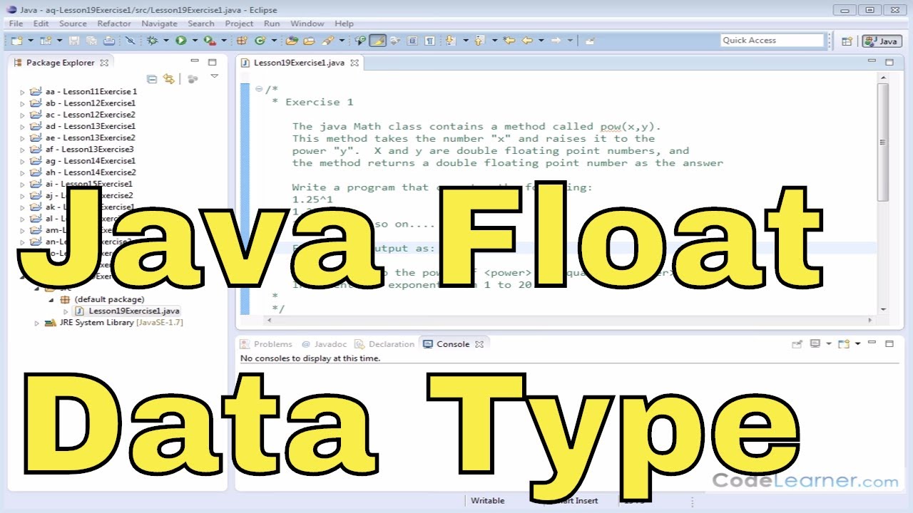 19x - Learn Java Float and Double Data Types - Exercise 1