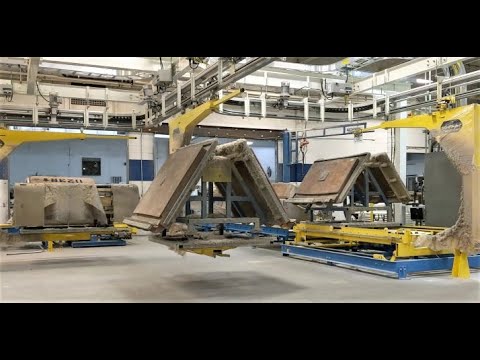 Overhead Conveyor with Roller, Drag Chain, Pop-up Transfer & Robotics for Fiberglass Application Sys