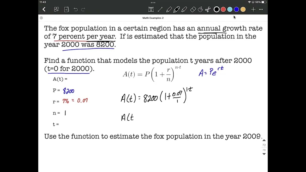 Modeling exponential functions | Fox population